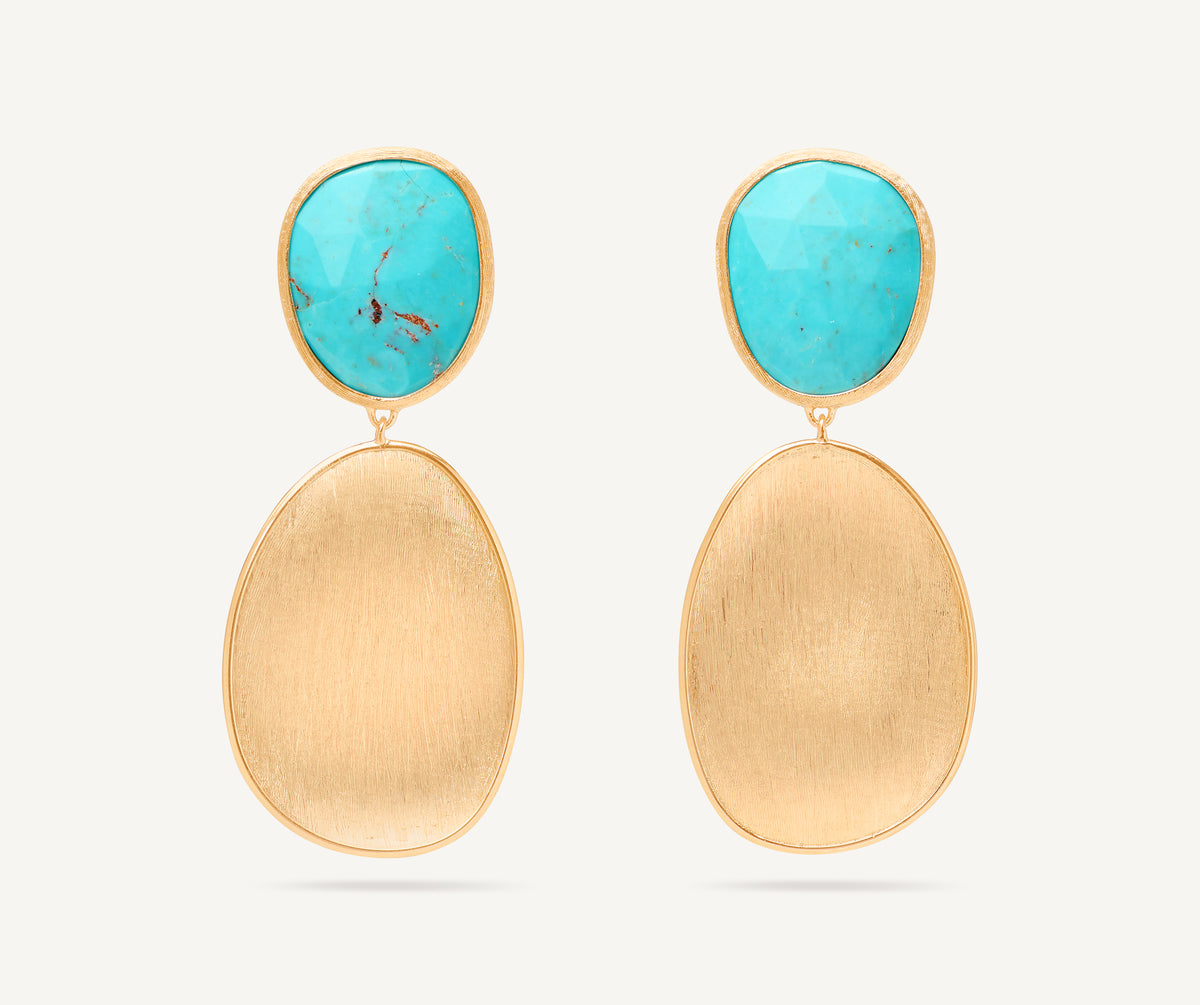 18K Yellow Gold Double Drop Small Turquoise Earrings – Marco Bicego
