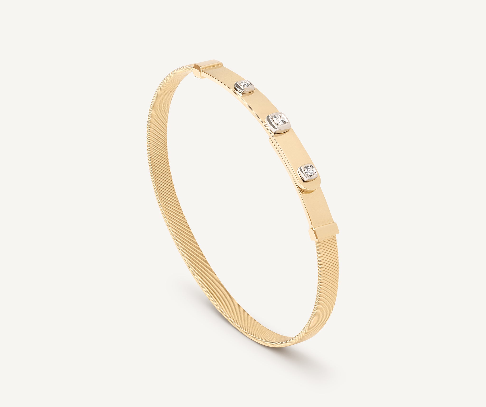 18K Yellow Gold Coil and Diamonds Thin Bangle Bracelet Marco Bicego EU